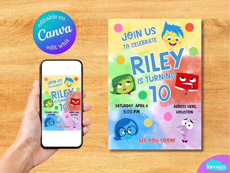 Editable Inside Out Birthday Invitation Template - Etsy