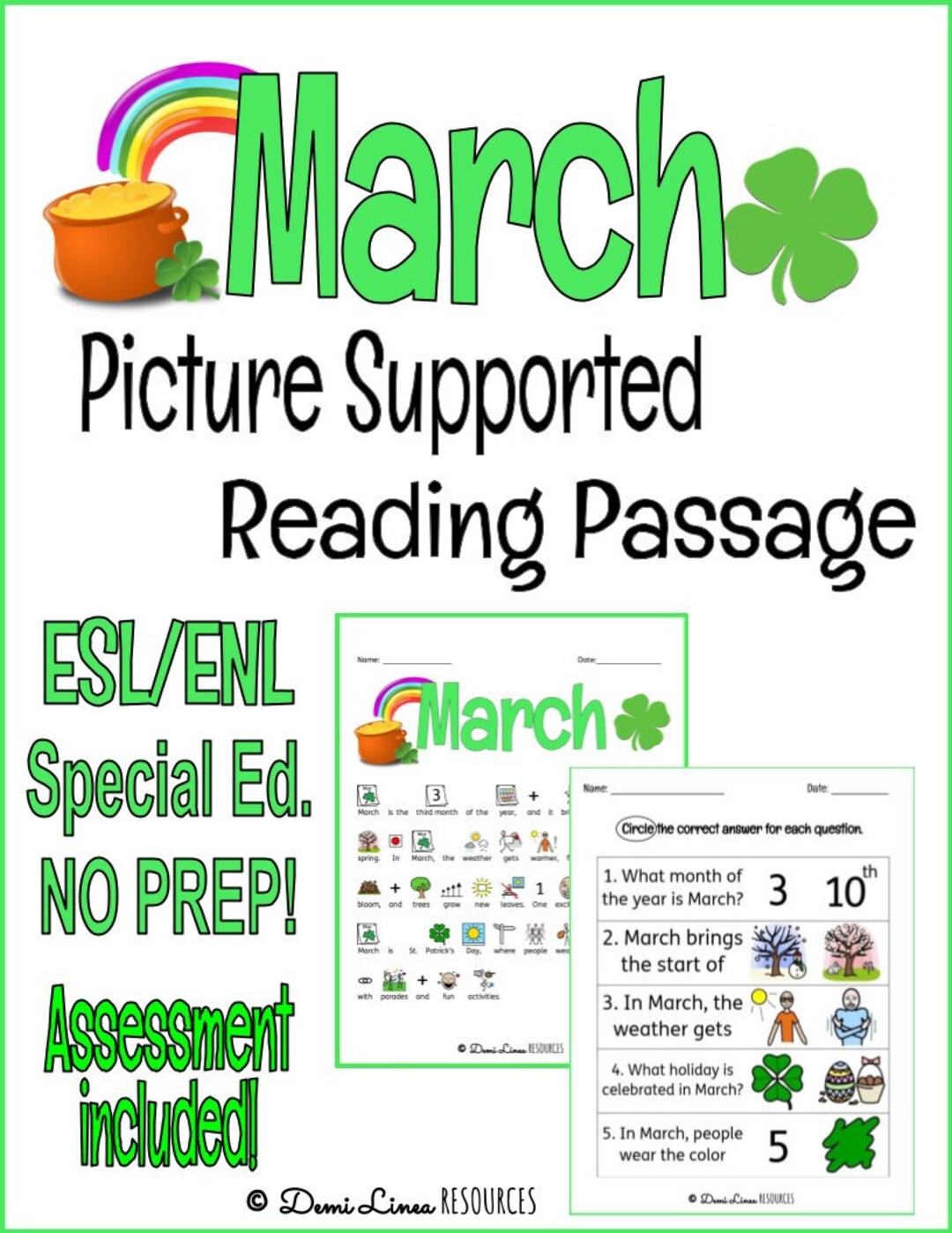 March - Picture Supported Reading Passage ESL/ Special Ed - Etsy