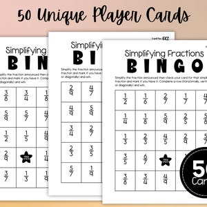 Simplifying Fractions Bingo Cards, Math Fraction Game Activity ...