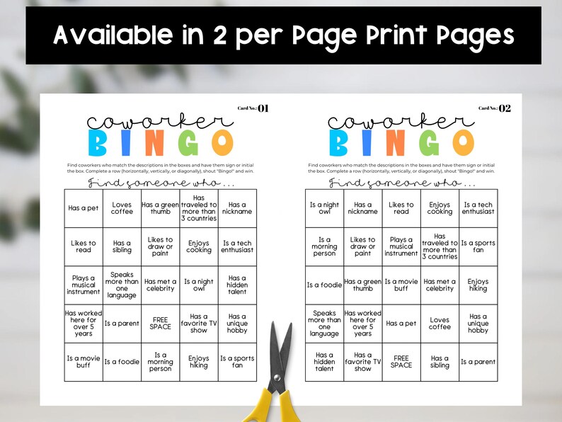 Coworker Bingo Game Cards, Find Someone Who, Work Team Building Game ...