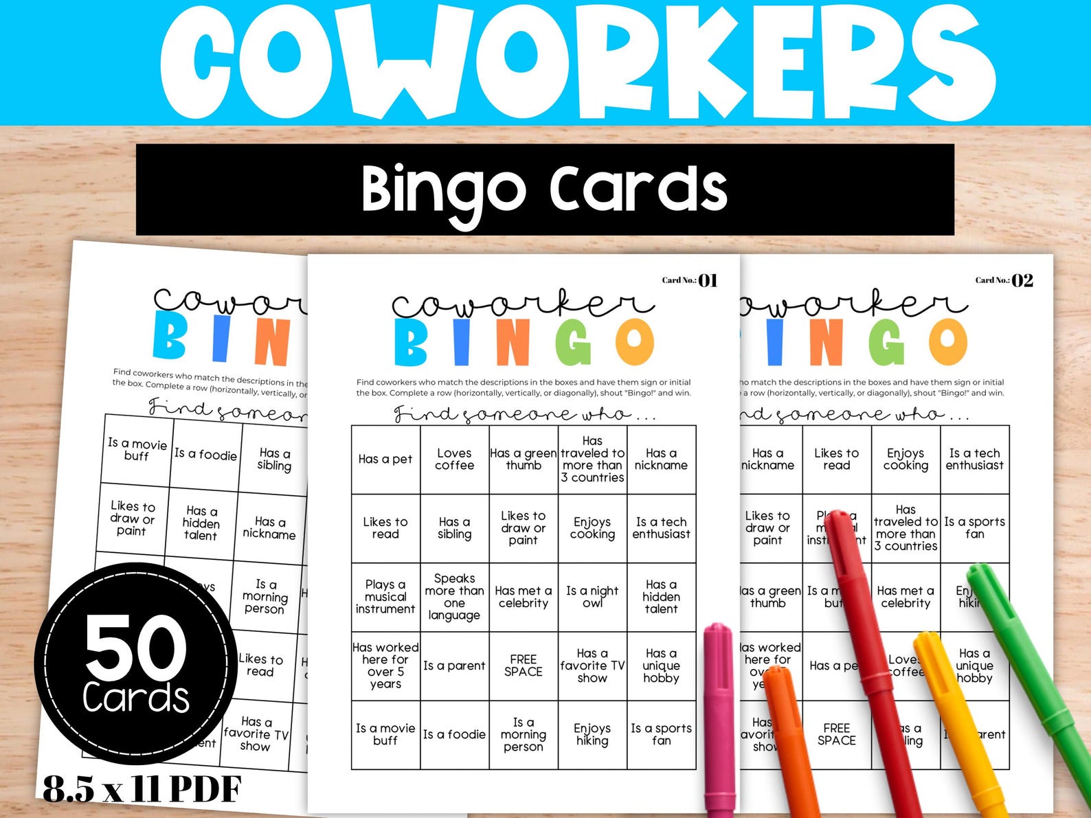 Coworker Bingo Game Cards, Find Someone Who, Work Team Building Game ...