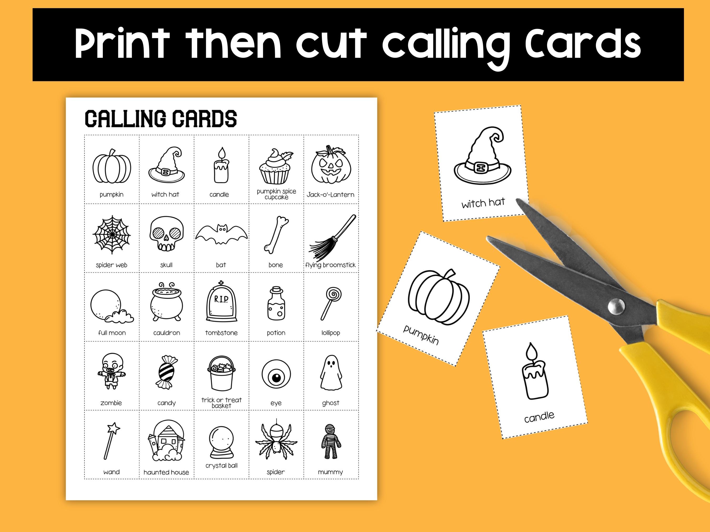 Halloween Bingo Game Cards, 50 Printable Cards, Instructions, Calling ...