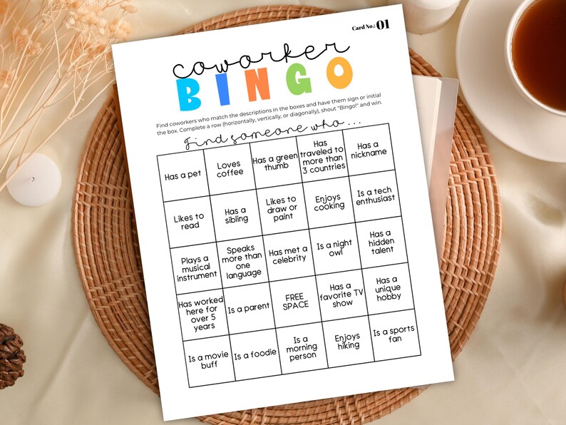 Coworker Bingo Game Cards, Find Someone Who, Work Team Building Game ...