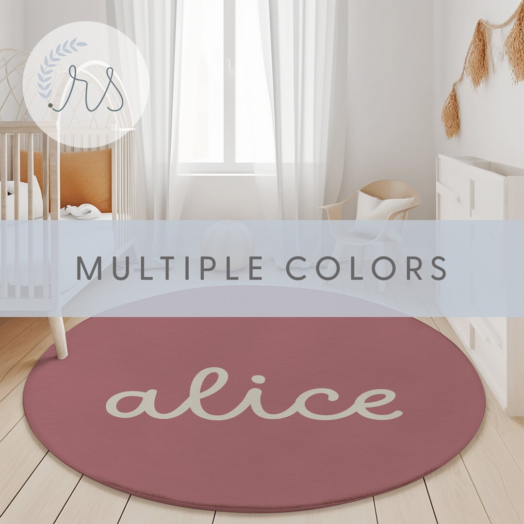 Round Rug for Girl Nursery Personalized Name Rug Playroom Custom Decor ...