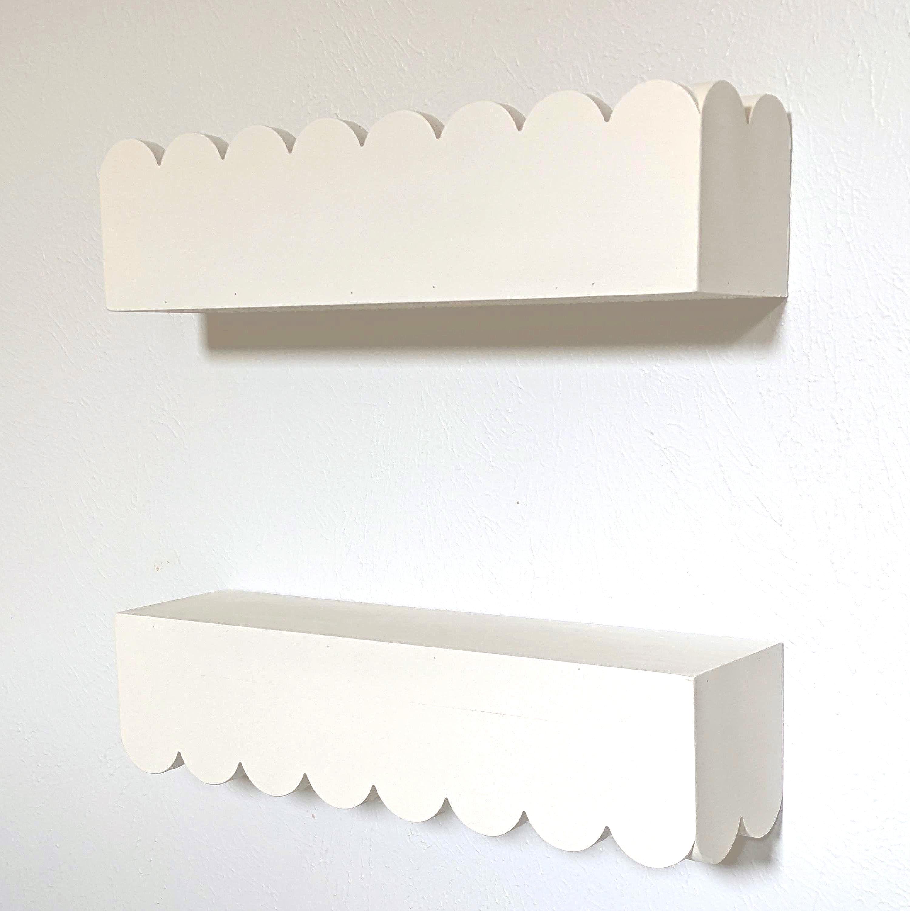 Scallop Shelf Wooden Scalloped Wall Bookshelves Kid Floating Nursery ...