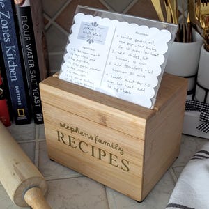 Personalized Recipe Box With Cards Wooden Recipe Box Custom 4x6 Recipe ...