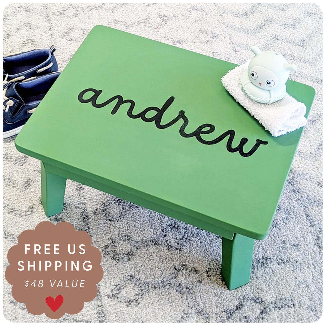 Green Step Stool Toddler Boy Name Stool Bathroom Kid Custom Wooden ...