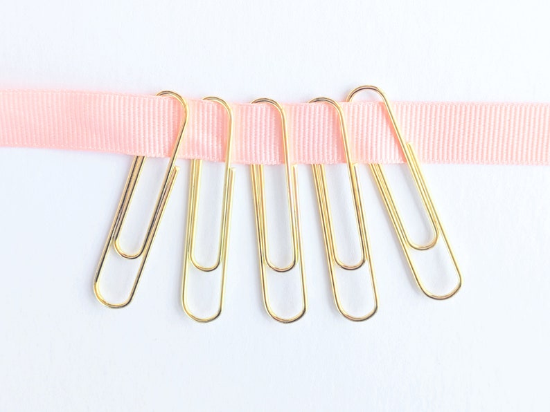 Gold Paperclip Set of Metallic Gold Desk Organizer Shiny Gold Paper ...