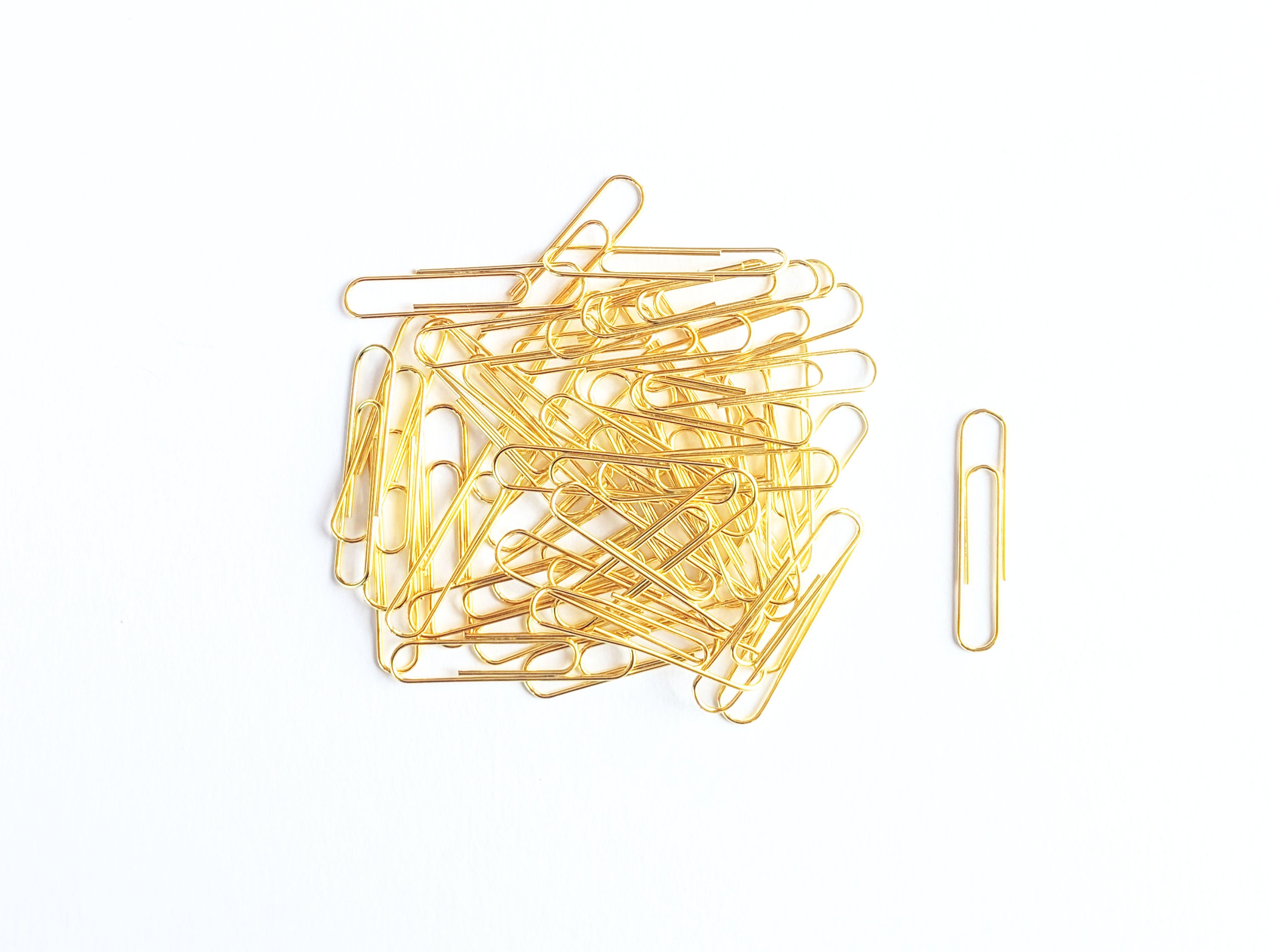 Gold Paperclip Set of Metallic Gold Desk Organizer Shiny Gold Paper ...