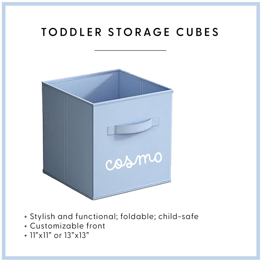 Blue Storage Cube Foldable Fabric Basket Organizing Playroom Toddler ...