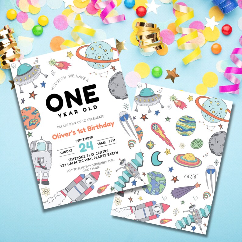 Outer Space 1st Birthday Invitation - Etsy