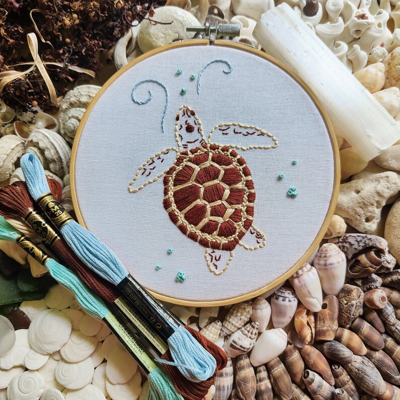 Sea Turtle Embroidery Kit - Etsy