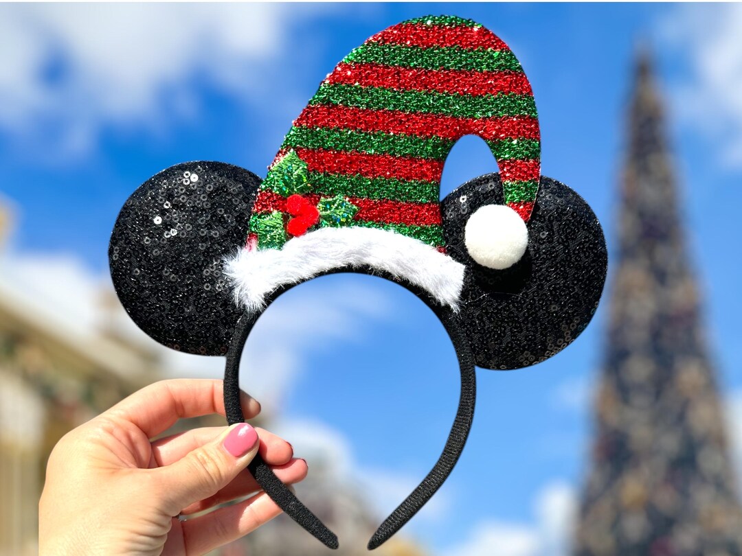 Christmas Mickey Ears, Mickey Elf Hat Ears, Holiday Mickey Ears, Minnie ...