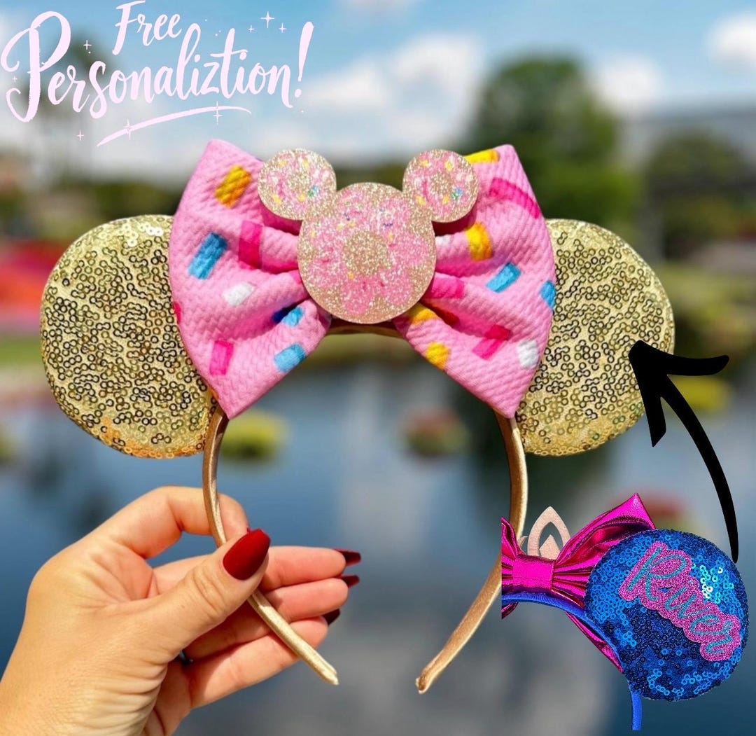 Donut Ears, Mickey Ears, Personalized Mickey Ears, Minnie Ears, Mouse ...