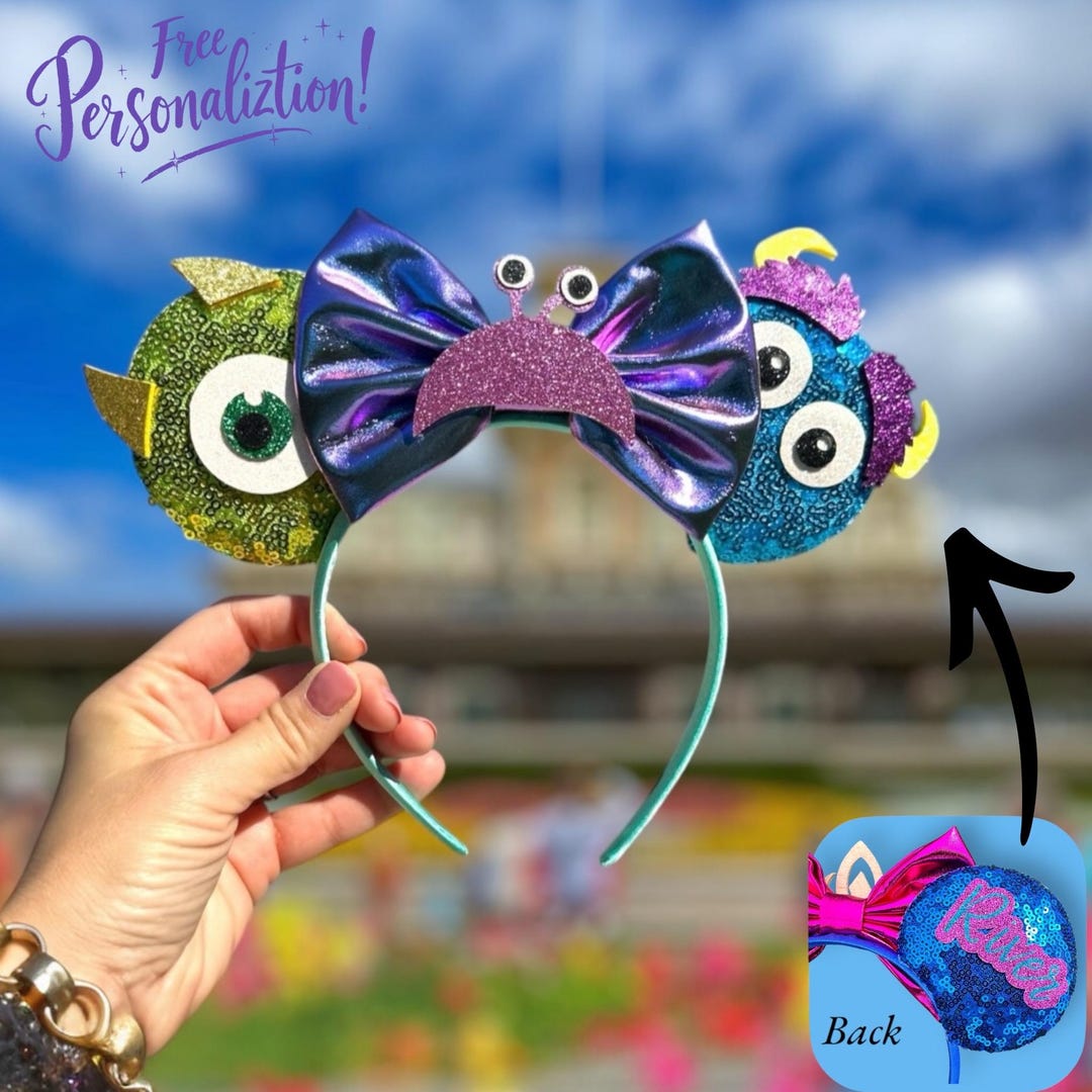 Monsters Inc Mickey Ears: Mike and Sully Sequin Mouse Ears - Etsy