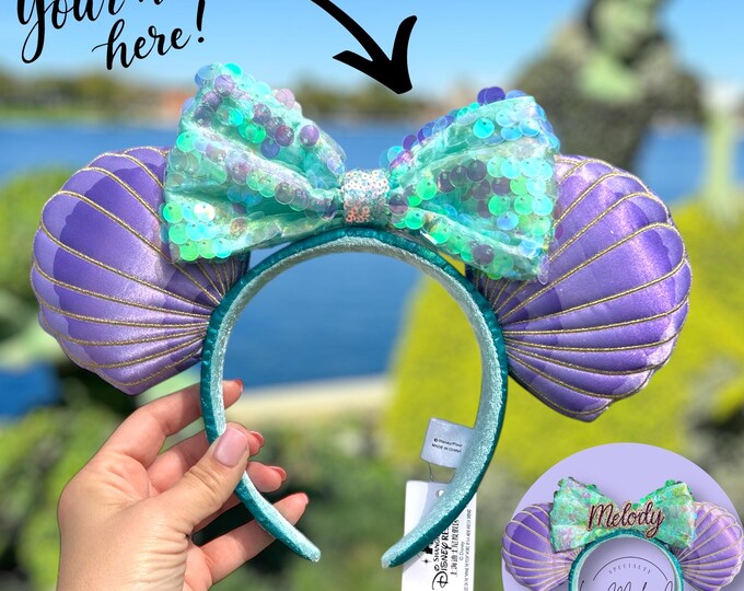 Personalized Little Mermaid Minnie Ears, Little Mermaid Mickey Ears ...