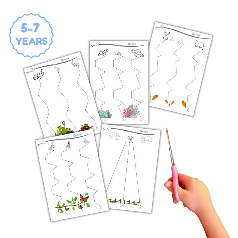 Scissor Skills Template Printable, 5-7 Years, Animal Insects Scissor ...