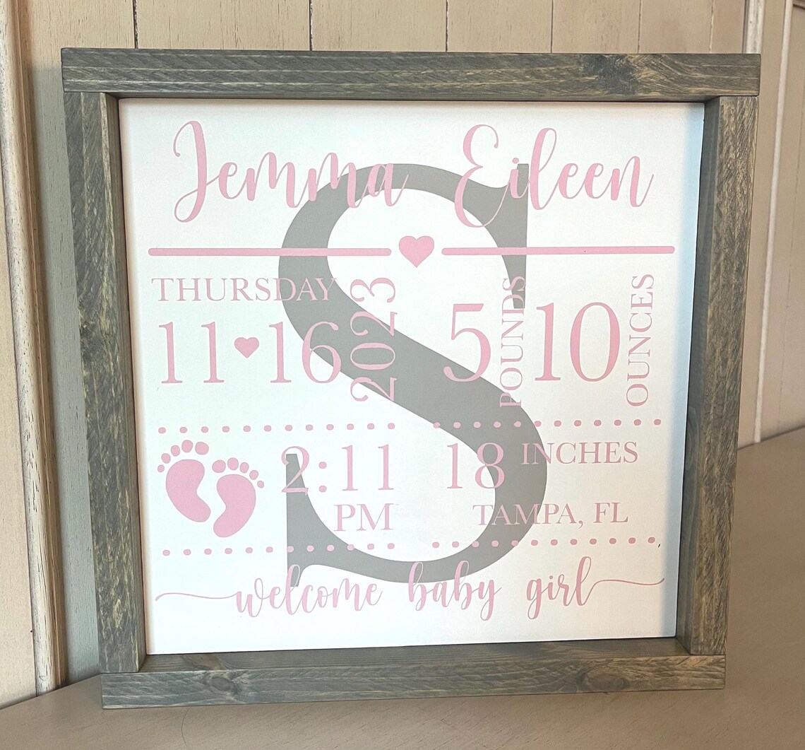 Personalized Baby Stats Wood Sign, Welcome Home Baby , Nursery Decor ...