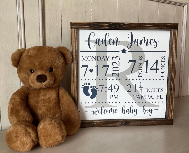 Personalized Baby Stats Wood Sign, Welcome Home Baby , Nursery Decor ...