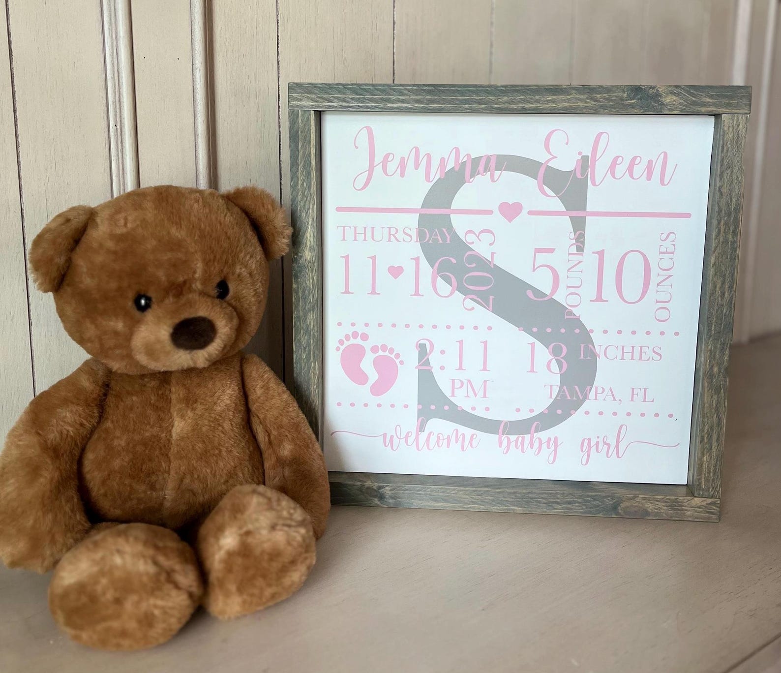 Personalized Baby Stats Wood Sign, Welcome Home Baby , Nursery Decor ...