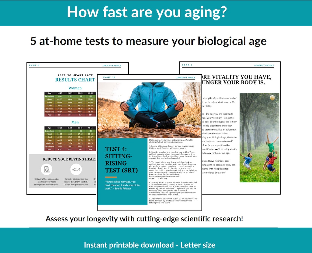 At-home Biological Age Tests, Health Tracker, Printable Fitness Tracker ...