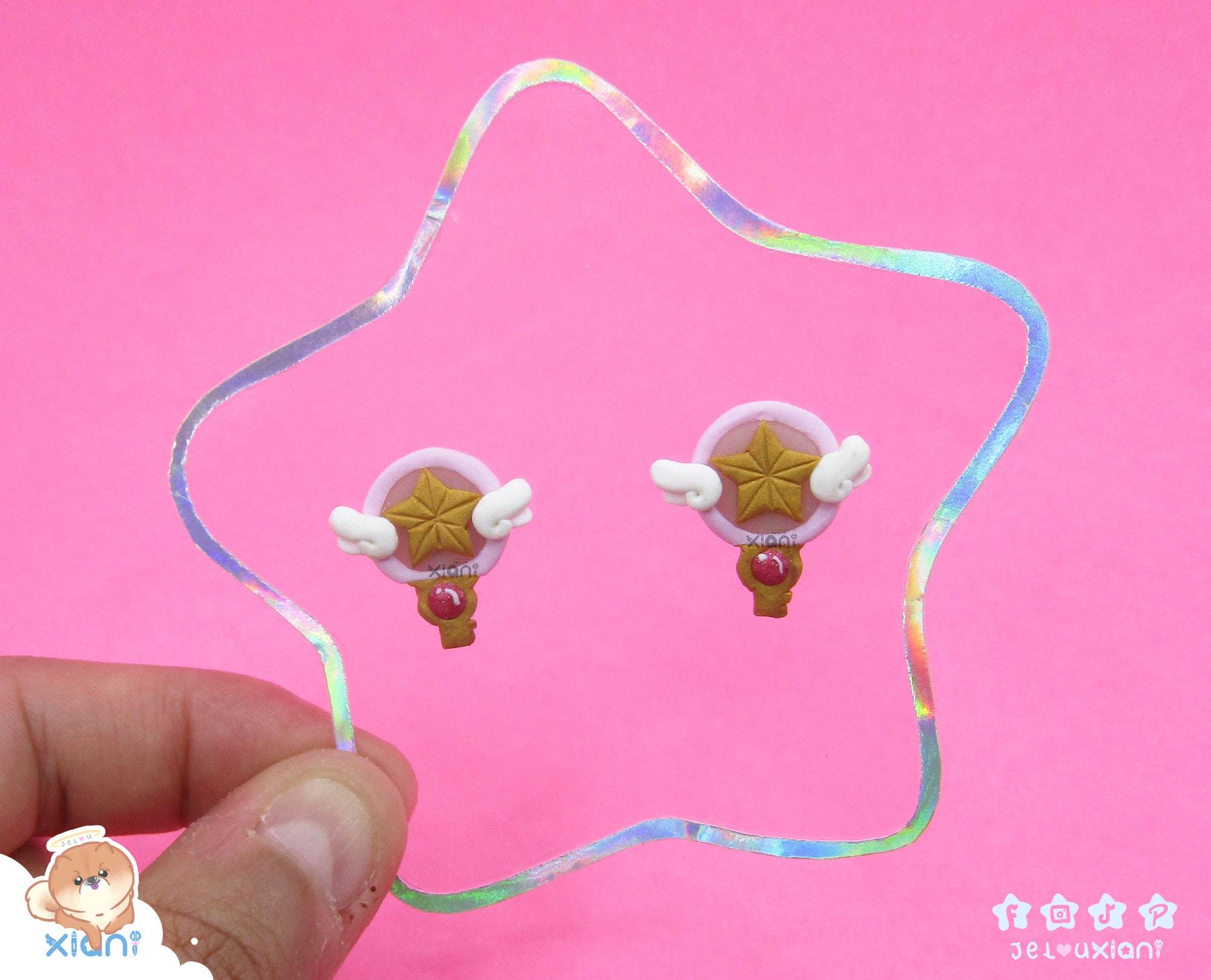 Cardcaptor Sakura Earrings, Star Wand, Dreams Wand, Clow Key, Mahou ...