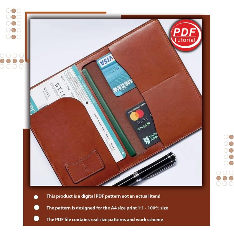 Leather Passport Clutch PDF Pattern, DIY Leather Clutch Template ...
