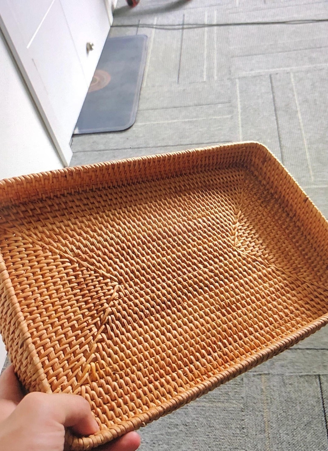 Decorative Natural Rattan Food Serving Tray,rattan Bathroom Cabinet ...