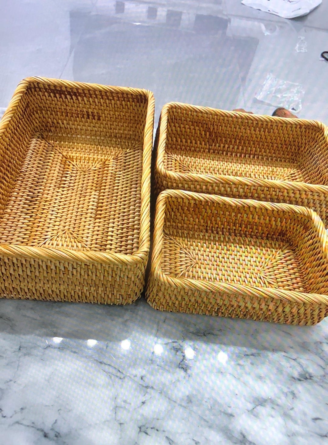 Boho Natural Rattan Storage Box,rattan Bathroom Cabinet Rectangular ...