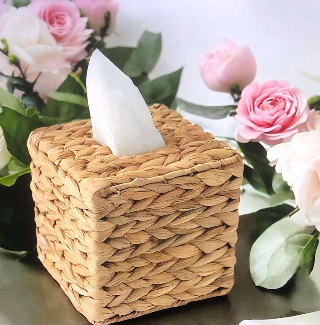 Classic Natural Water Hyacinth Wicker Square Tissue Box Cover,water ...