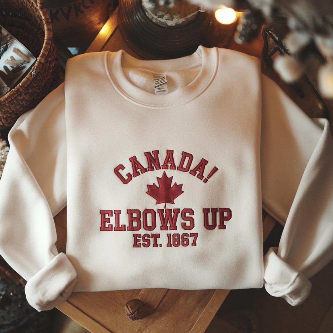Embroidered Elbows up Canada Custom Sweatshirt, True North Strong Free ...