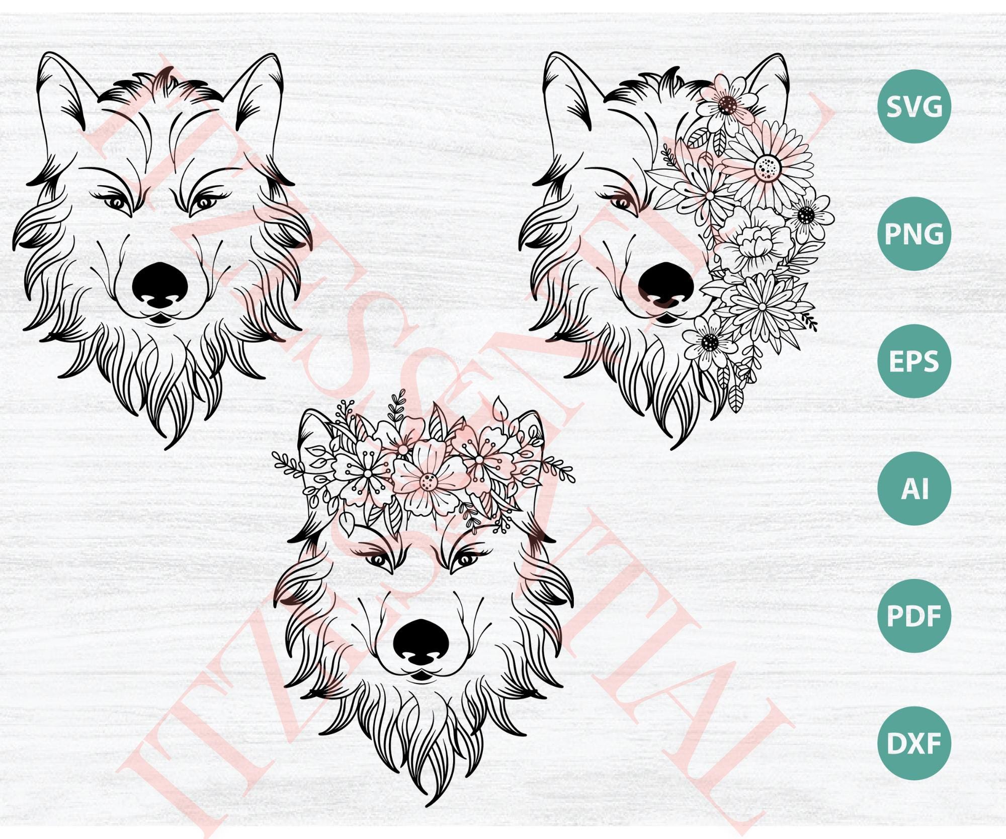 Wolf Head Design Bundle SVG PNG Instant Download Digital Product ...