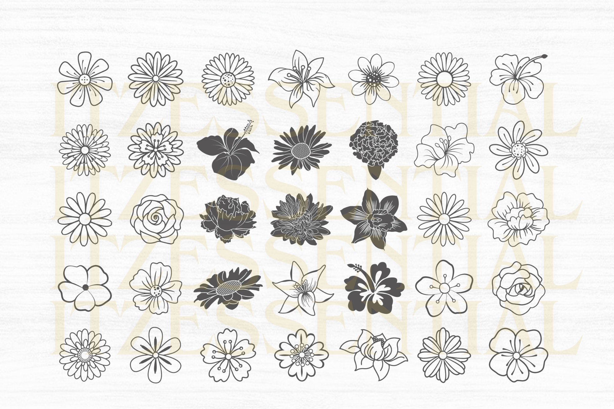 Flower SVG, PNG, EPS, Dxf, Digital Download, Flower Bundle, Svg Files ...