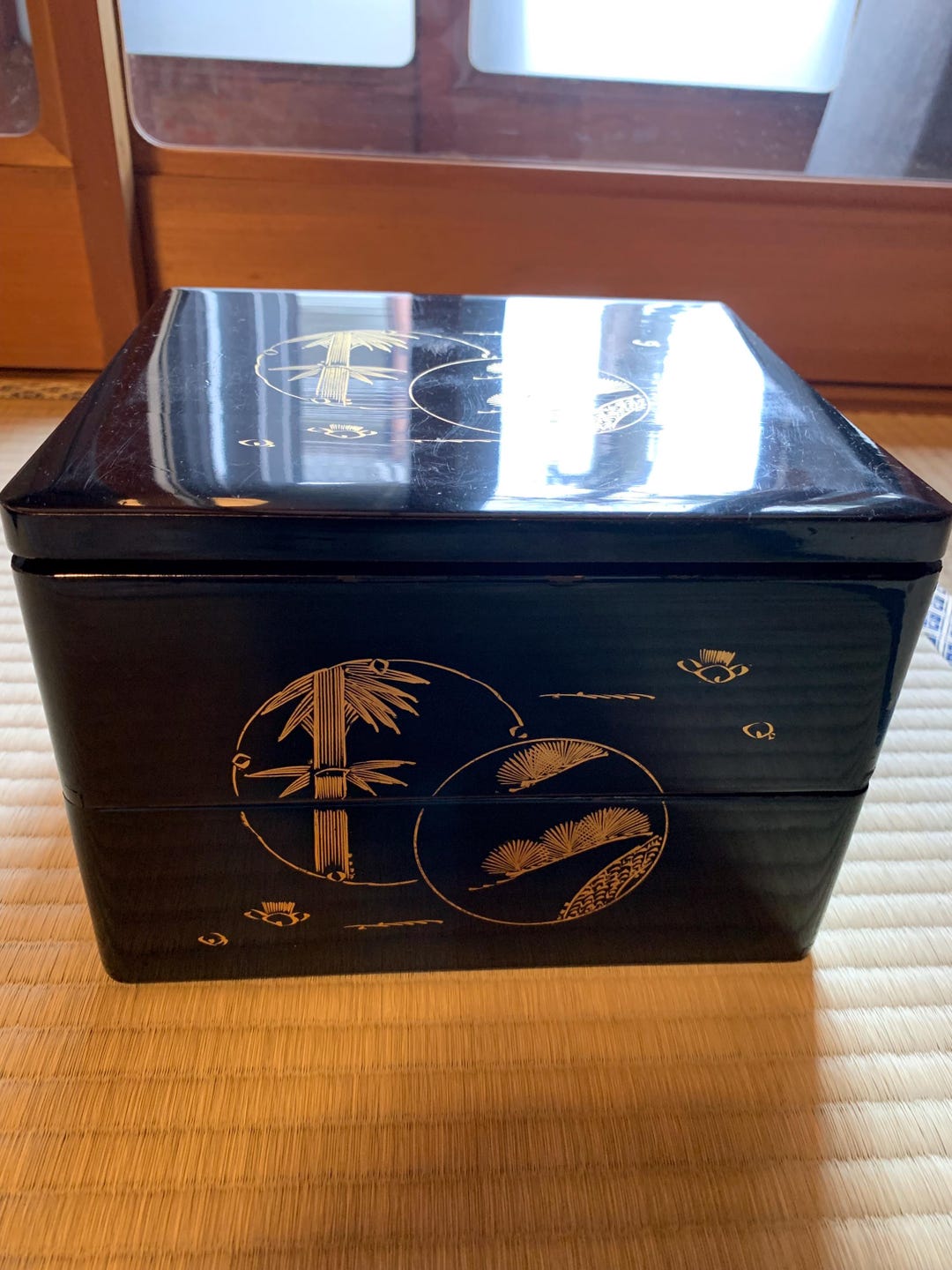 Japanese Jubako Box Traditional Two-tiered Pine, Bamboo, and Plum ...