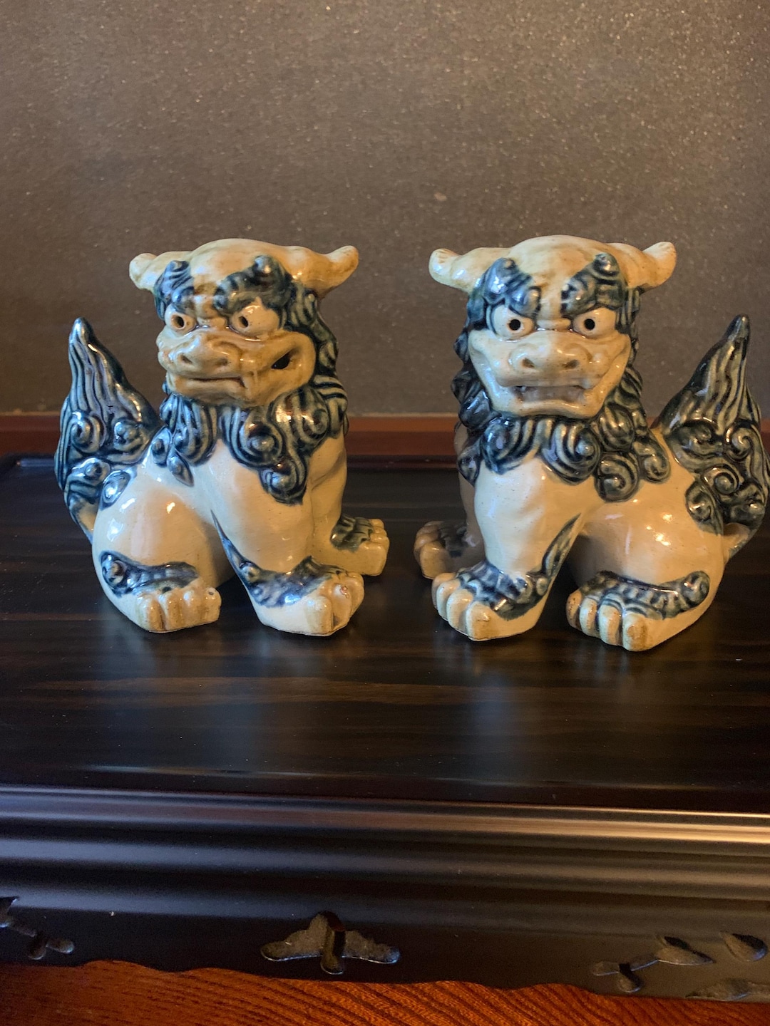 Antique Japanese Pair of Okinawa Shisa Dogs H6.3inc Made in Japan ...