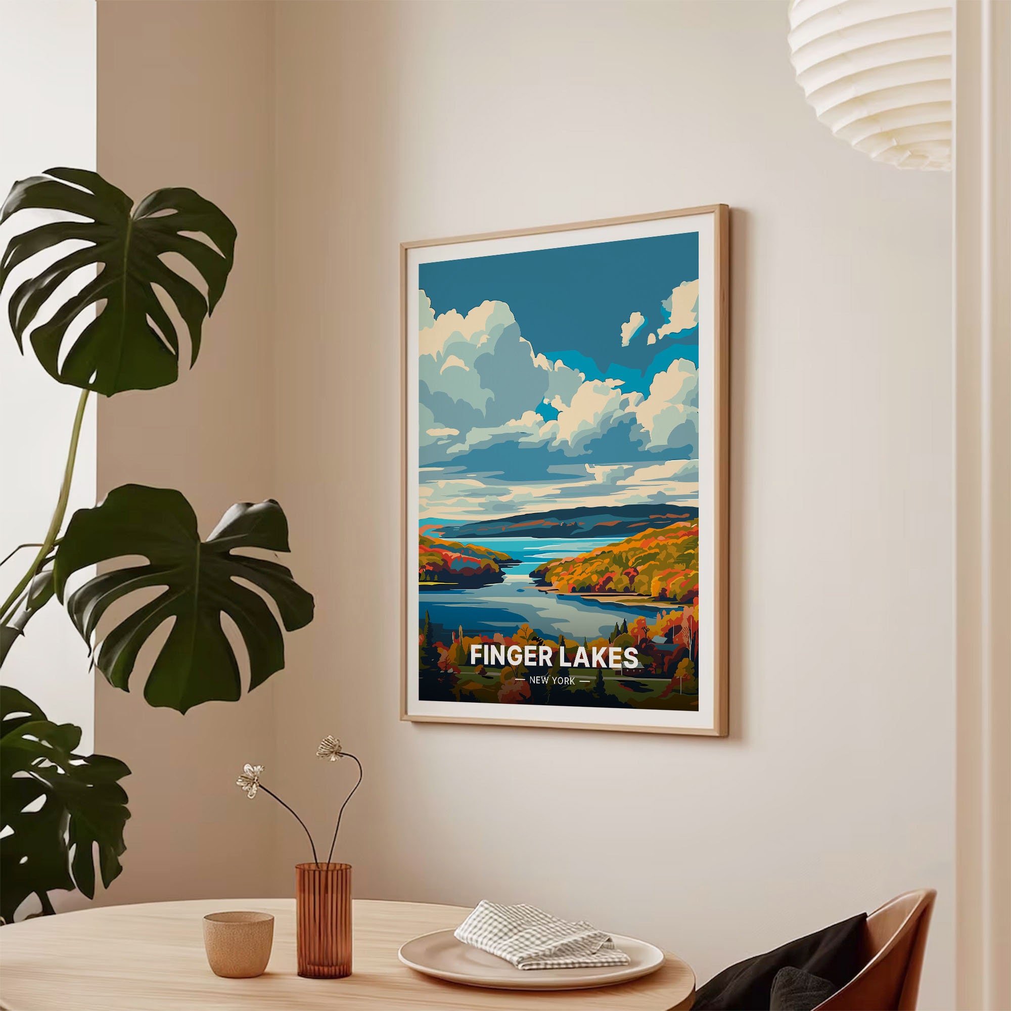 Finger Lakes Travel Poster, New York Landscape Art, Scenic Wall Decor ...
