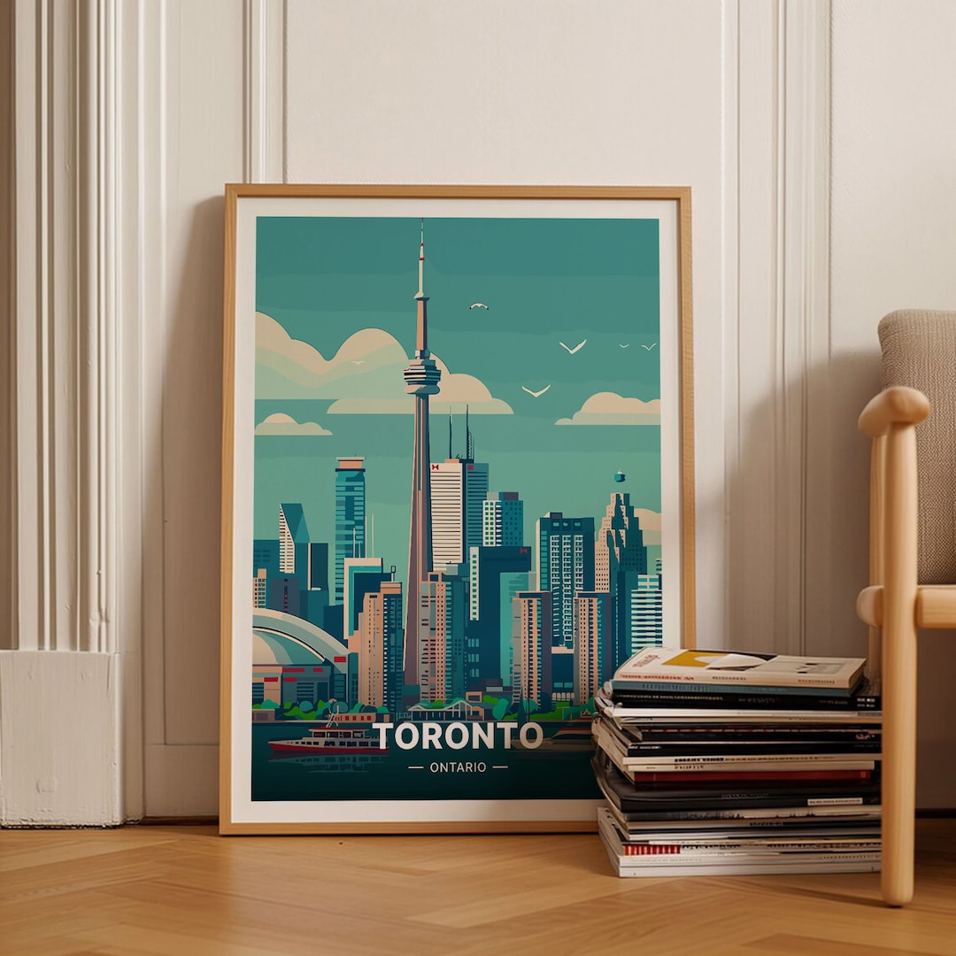 Toronto Skyline Art Print, CN Tower, Canada Travel Poster, C20-803 - Etsy