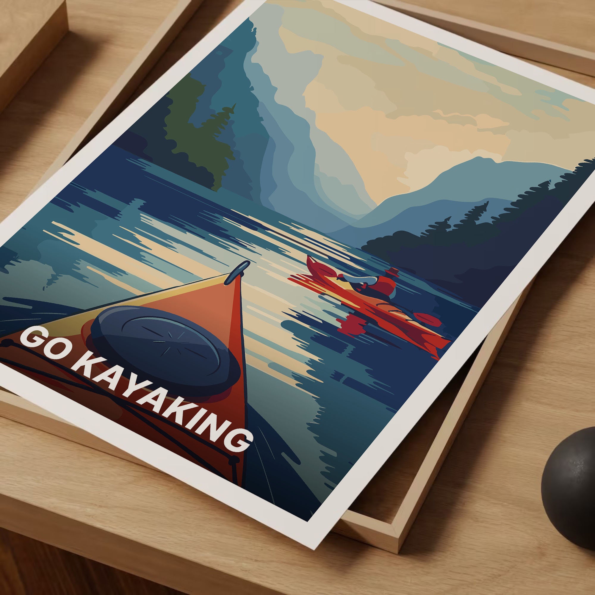 Kayaking Adventure Travel Poster, Canoe Wall Art, National Park Nature ...