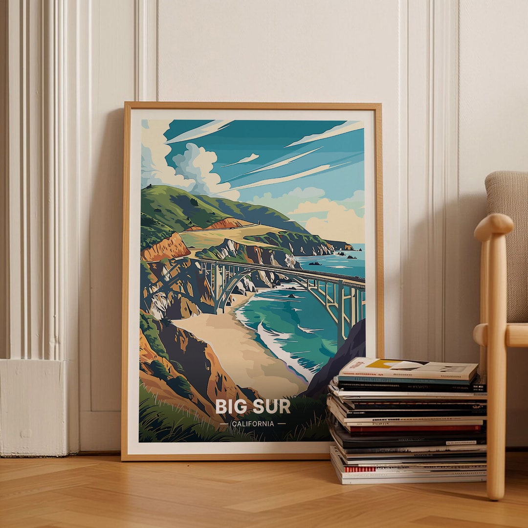 Big Sur California Poster, Scenic Travel Wall Art, Coastal Highway Road ...