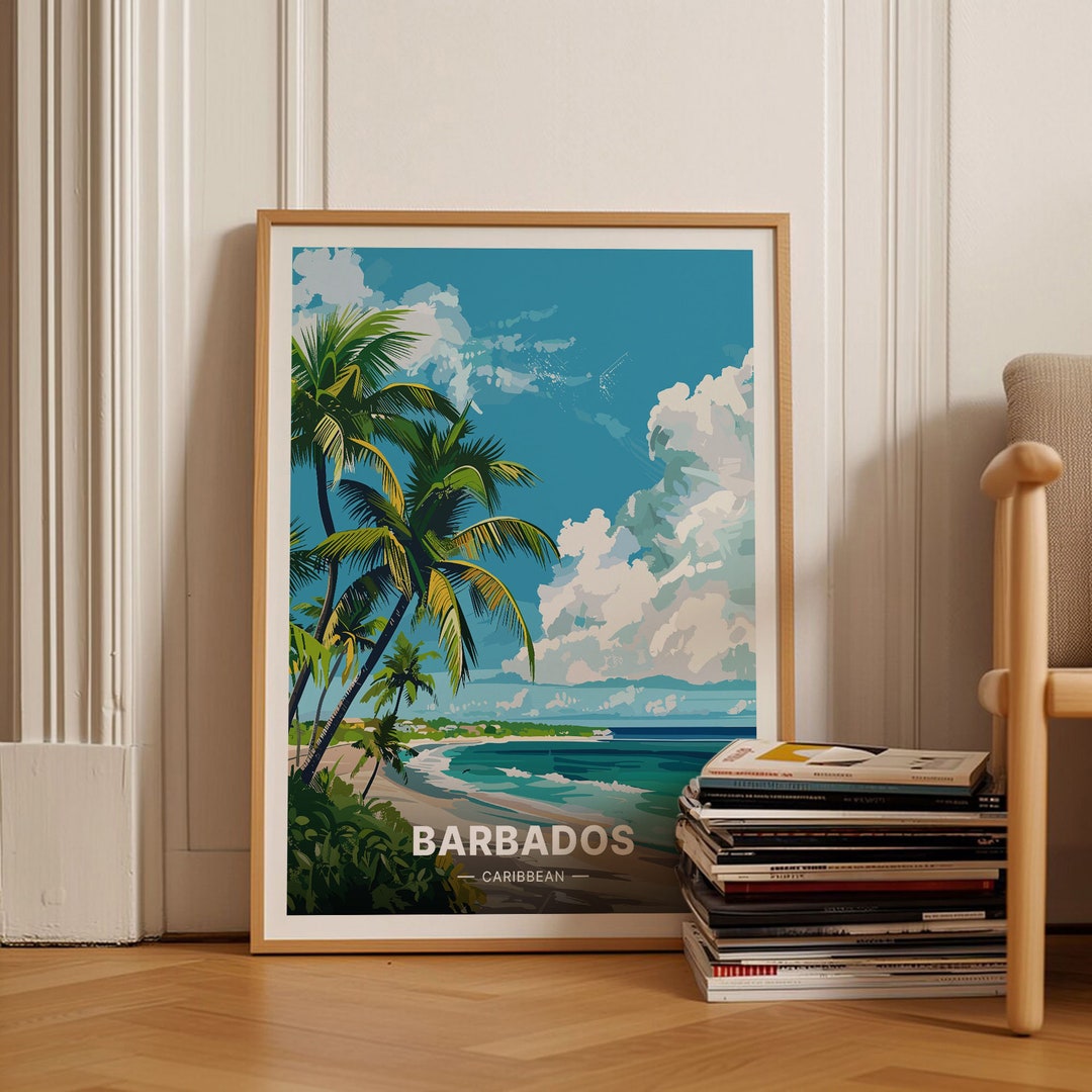 Barbados Travel Poster, Caribbean Wall Art, Home Decor, Adventure ...