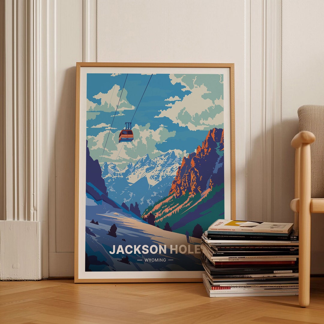 Jackson Hole Ski Resort Poster, Grand Teton & Yellowstone Art, C20-695 ...