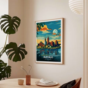 Buffalo Travel Poster, USA Cityscape Art, Home Decor, Adventure Wall ...