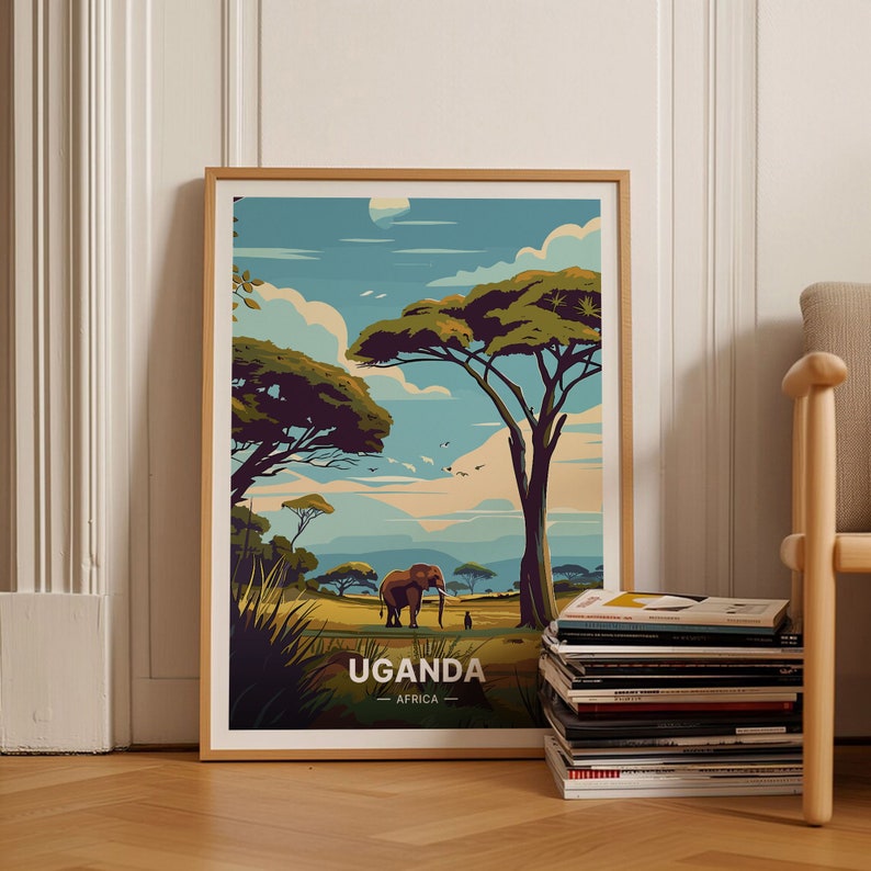 Uganda Safari Travel Poster, African Adventure Wall Art, C20-807 - Etsy