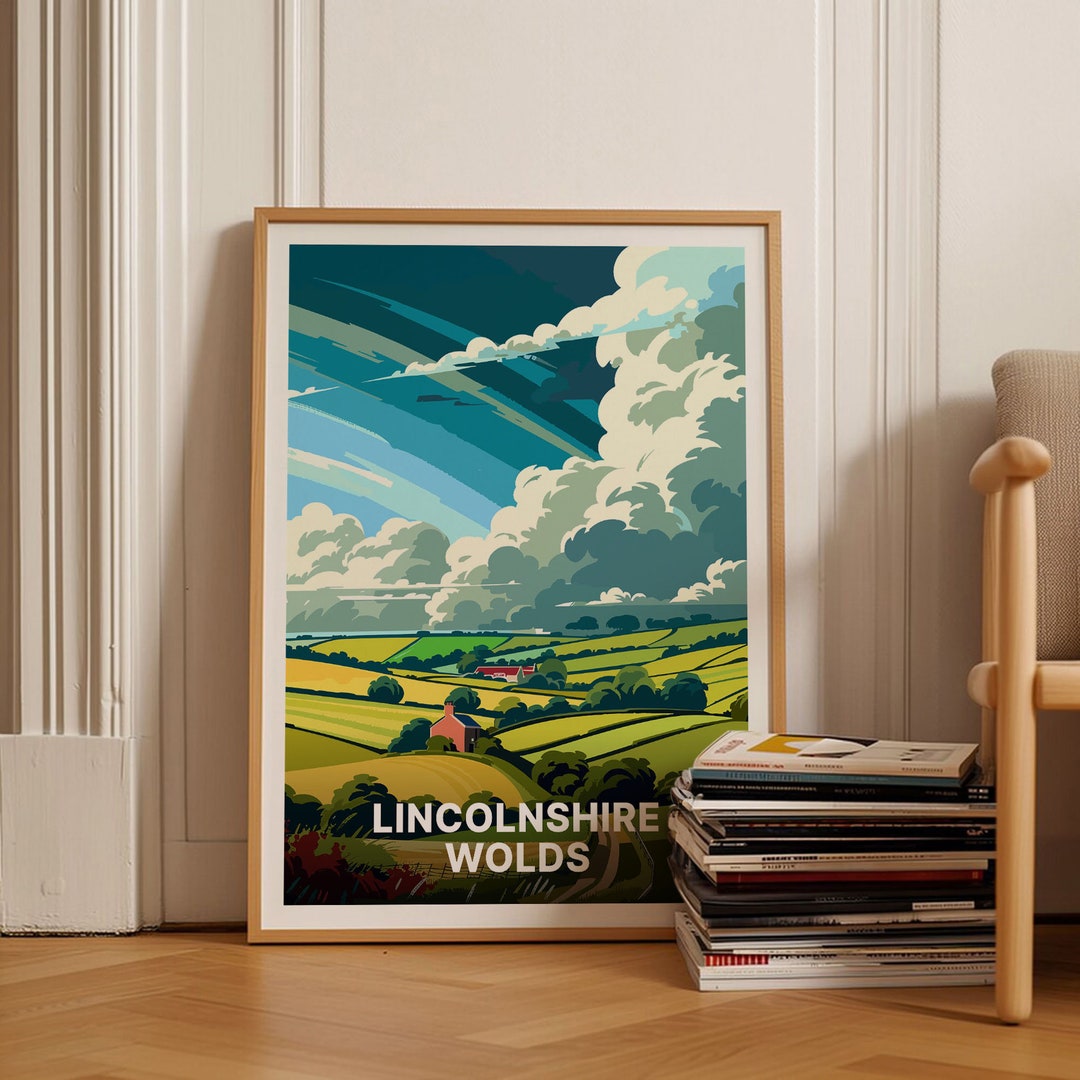 Lincolnshire Wolds Travel Poster, Scenic England Landscape Art, Home ...