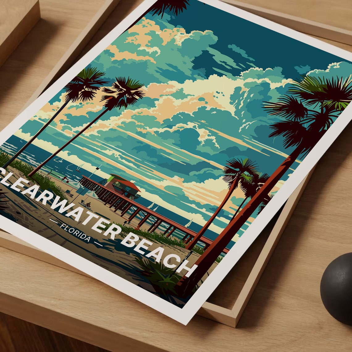 Clearwater Beach Poster, Florida Travel Art, Coastal Wall Decor, Beach ...