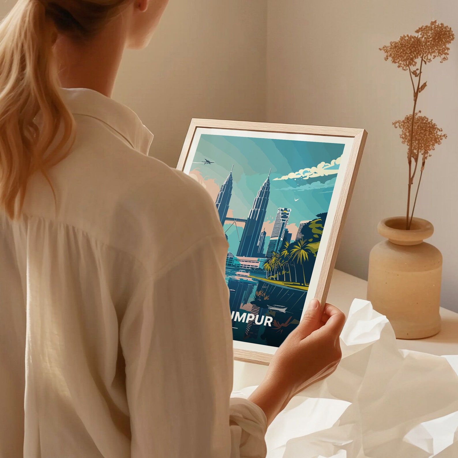 Kuala Lumpur Skyline Art Poster, Malaysia Travel Print, C20-489 - Etsy