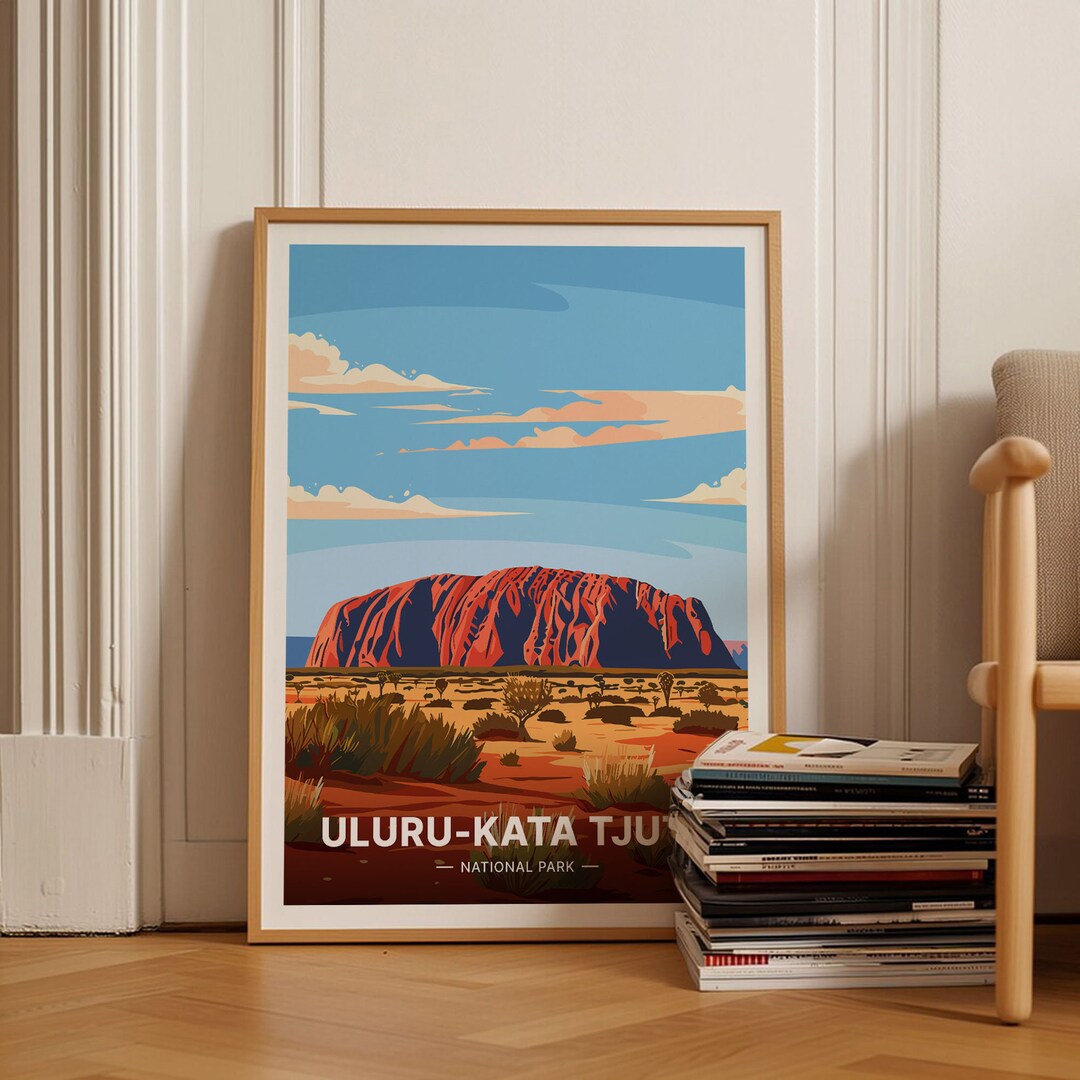 Australia Travel Poster, Uluru-kata Tjuta National Park Wall Art, Home ...