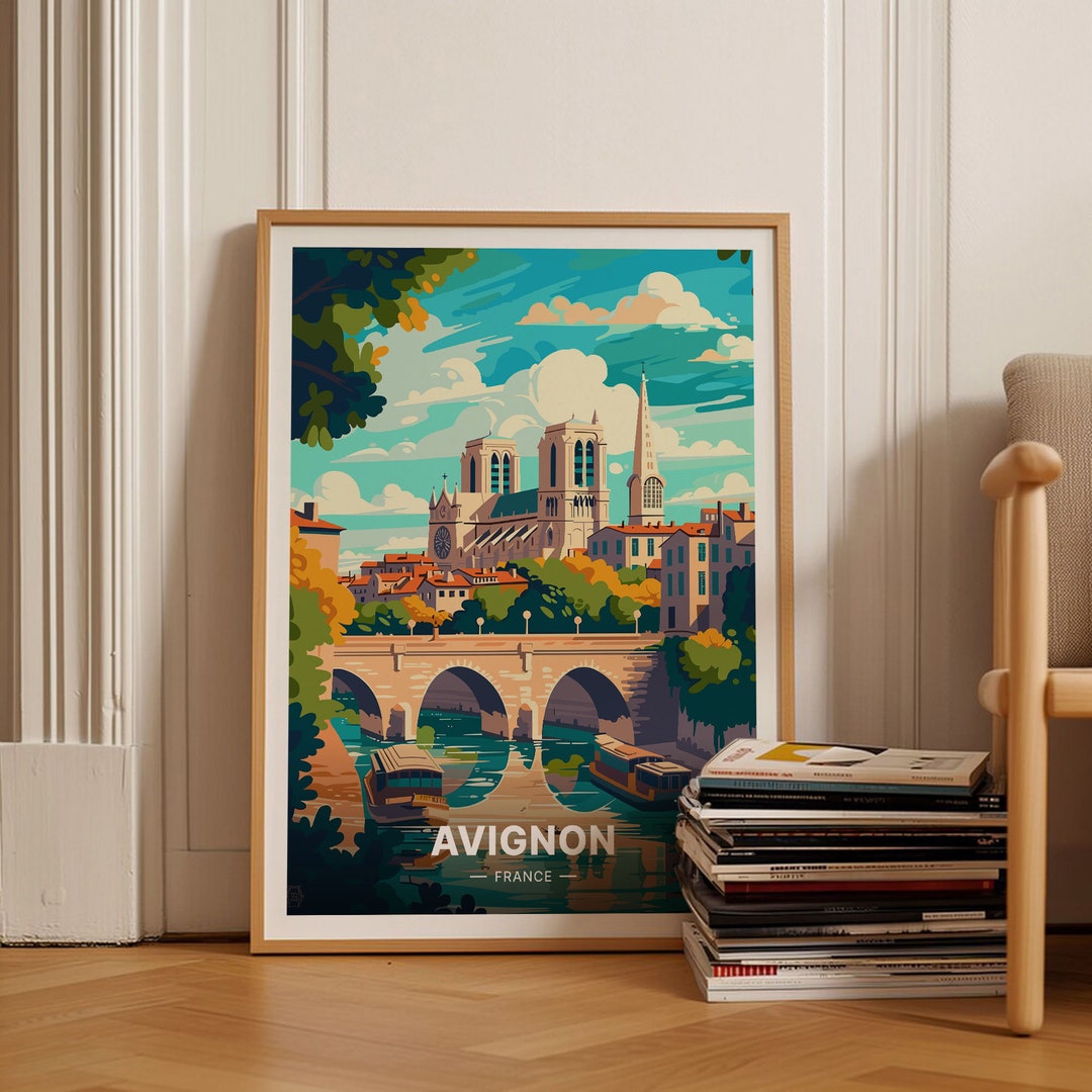 Avignon Travel Poster, France Scenery Wall Art, Europe Destination Decor, French Cityscape ...
