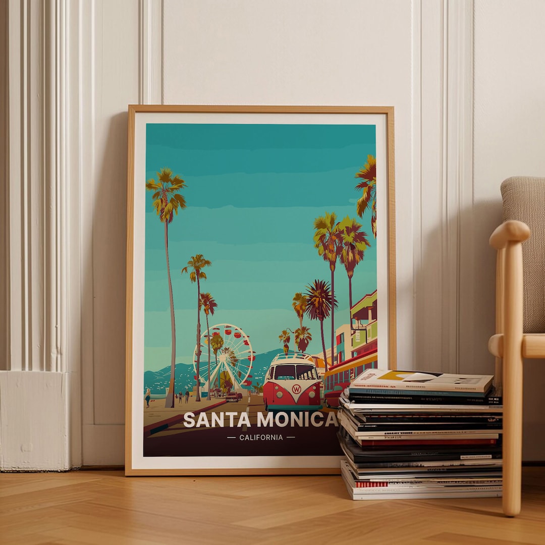 Santa Monica Skyline Poster, California Travel Wall Art, C20-844 - Etsy