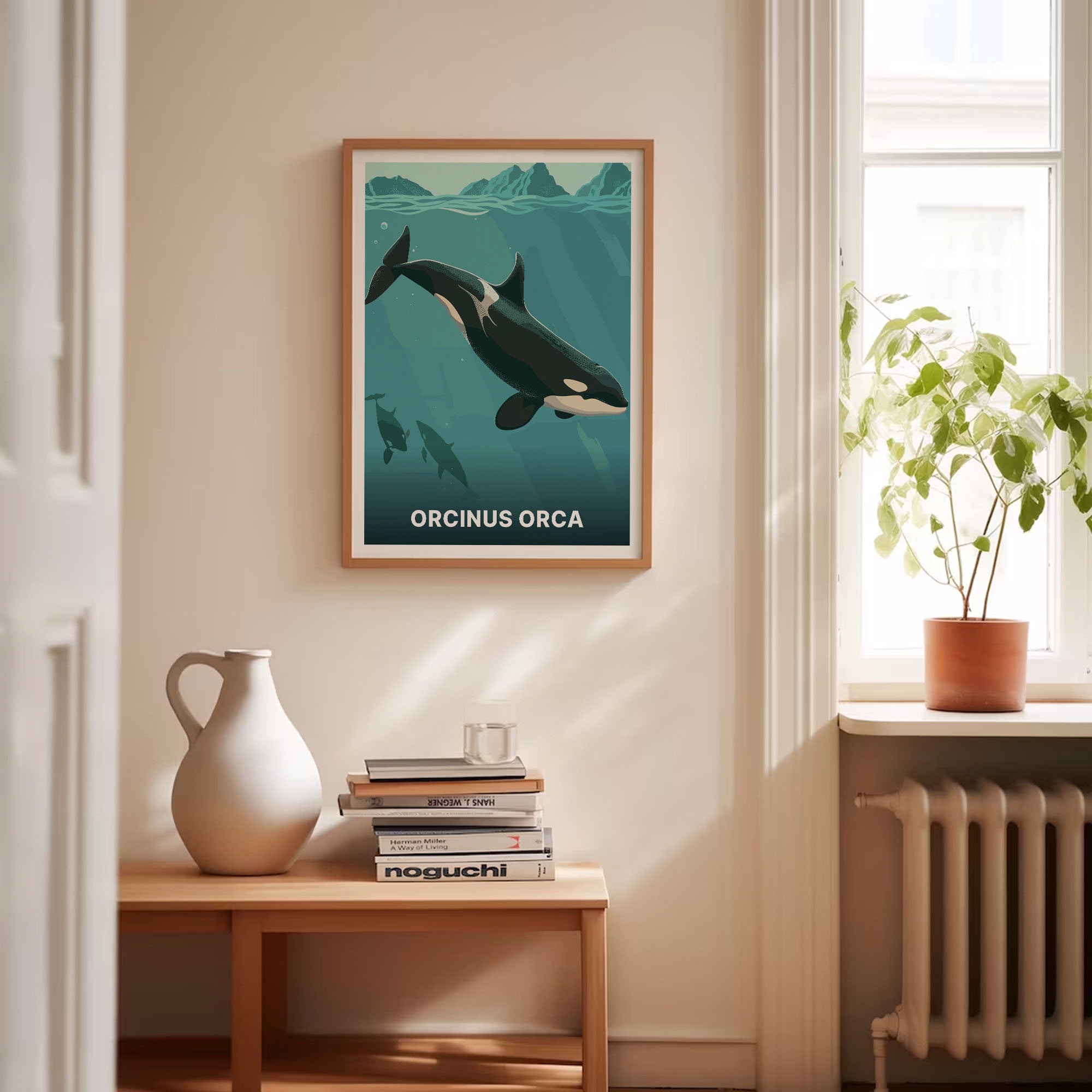 Orca Killer Whale Poster, Nautical Ocean Theme, Minimalist Sea Life Art ...